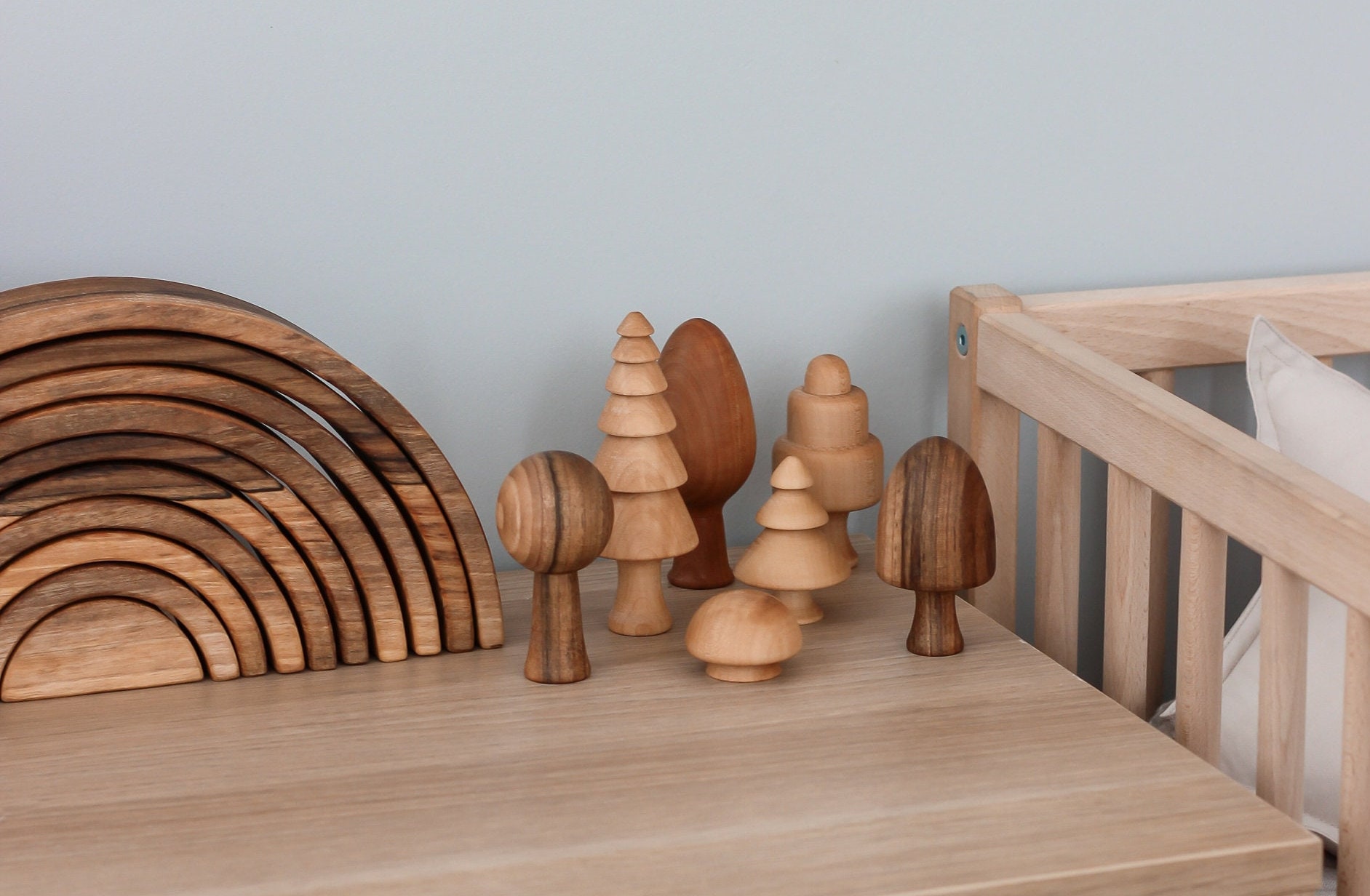 Wooden Christmas Tree Decor: Toy Forest Set of 7 Trees, Montessori ...