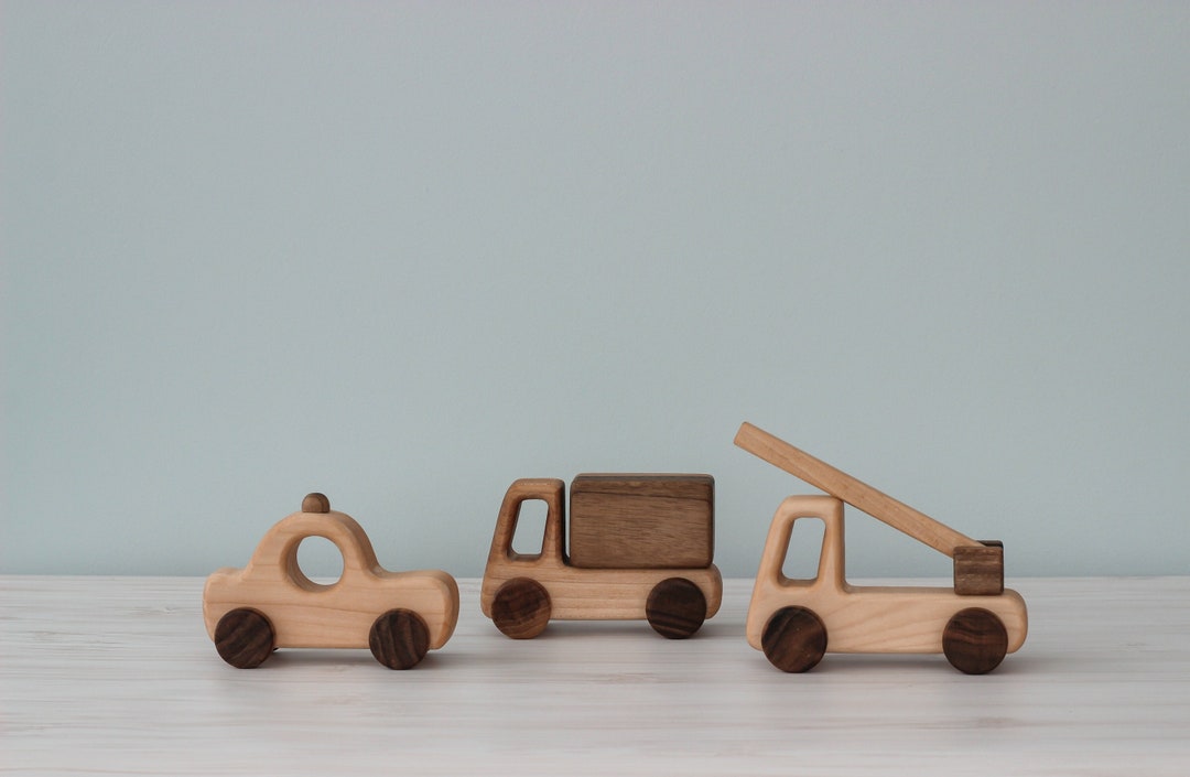 Wooden Cars Toys Mini Vehicles on Wheels Baby Boy Gift Toys for Toddler ...