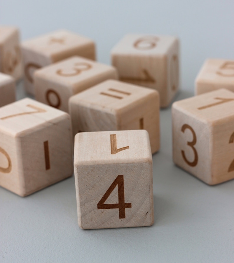Montessori Wooden Blocks Numbers Set of 12 Cubes Educational - Etsy