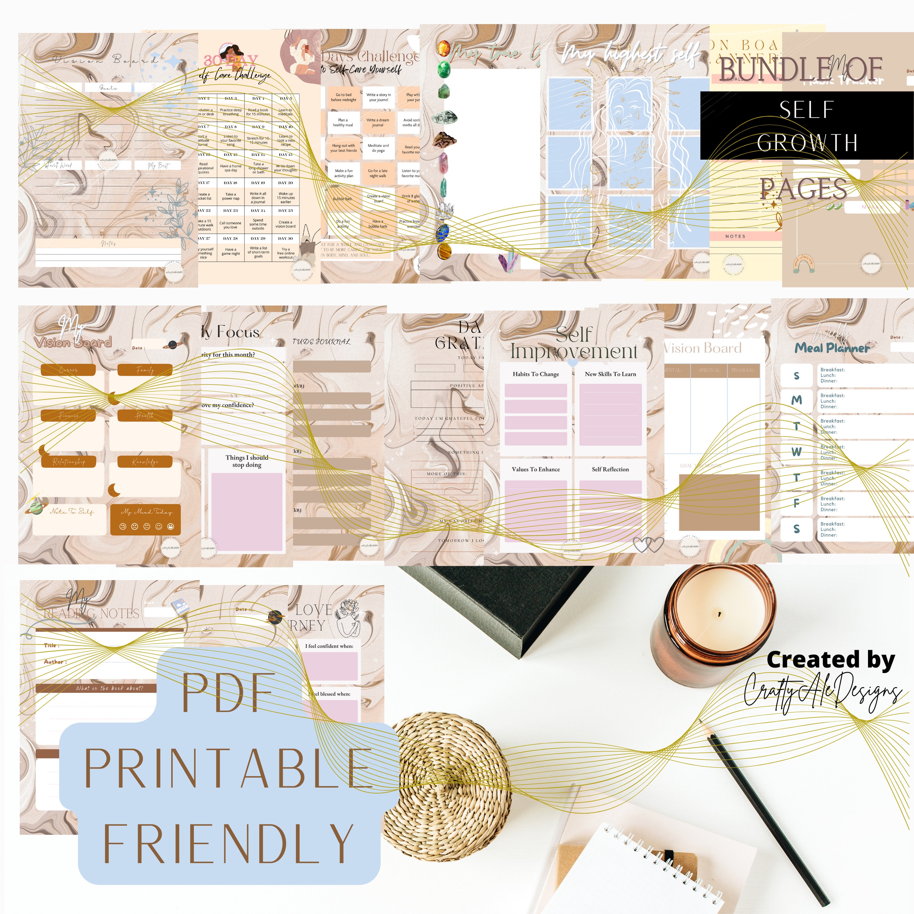 Self Growth & Self Care Printable Worksheets | Self Care Challenge | My ...