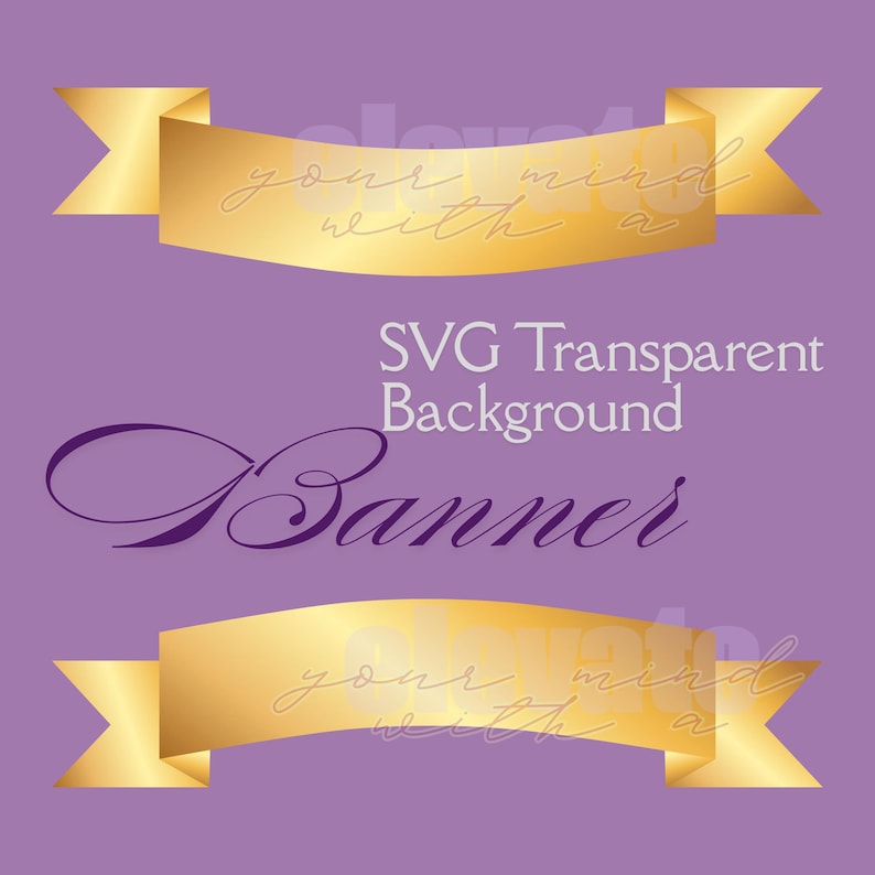 Gold Ribbon Banner SVG Transparent Background - Etsy