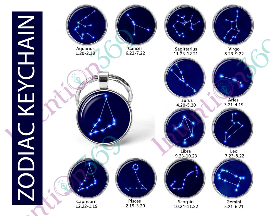 Zodiac Sign Keychain Zodiac Keychain Constellation Keychain ...