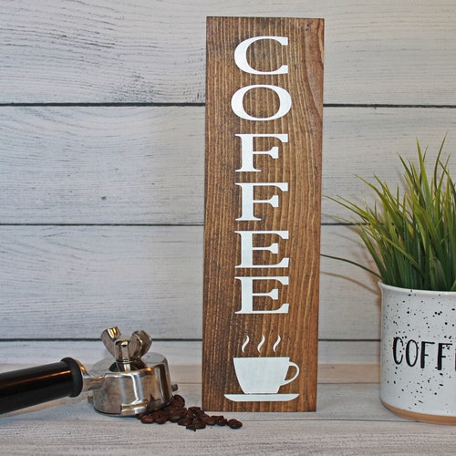 Coffee Vertical Wood Sign//coffee Bar Wood Sign//farmhouse - Etsy