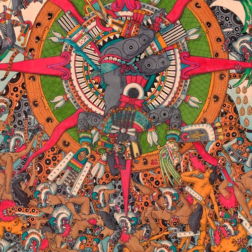 The Fourth Sun. Nahui Atl Mexica Heart Corazon Mexica. | Etsy