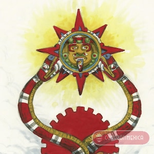The Sacrifice of Coatlicue, Original Painting. Aztec, Mexican ...