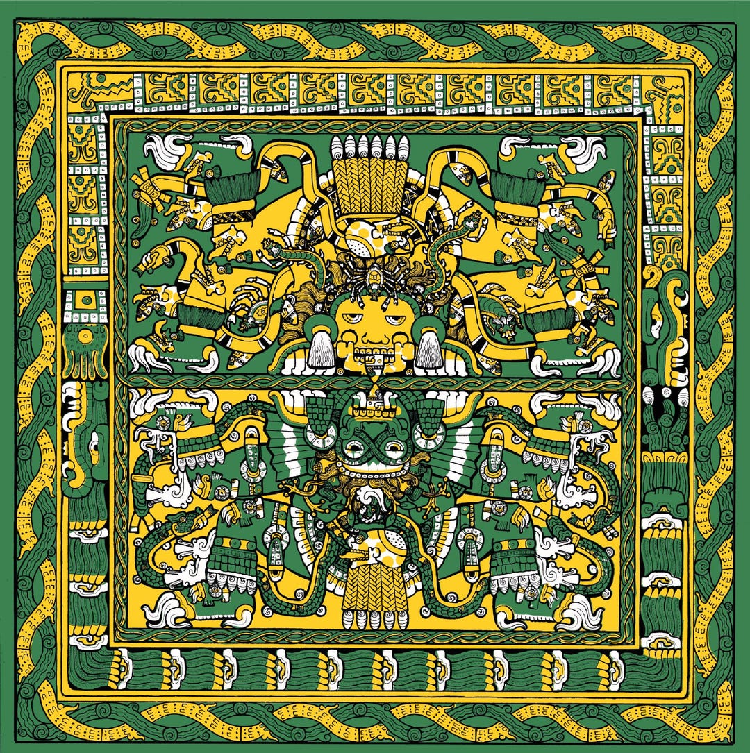 Tlaltecuhtli Bandana Mexica or aztec Earth Goddess Bandana. Mayan ...