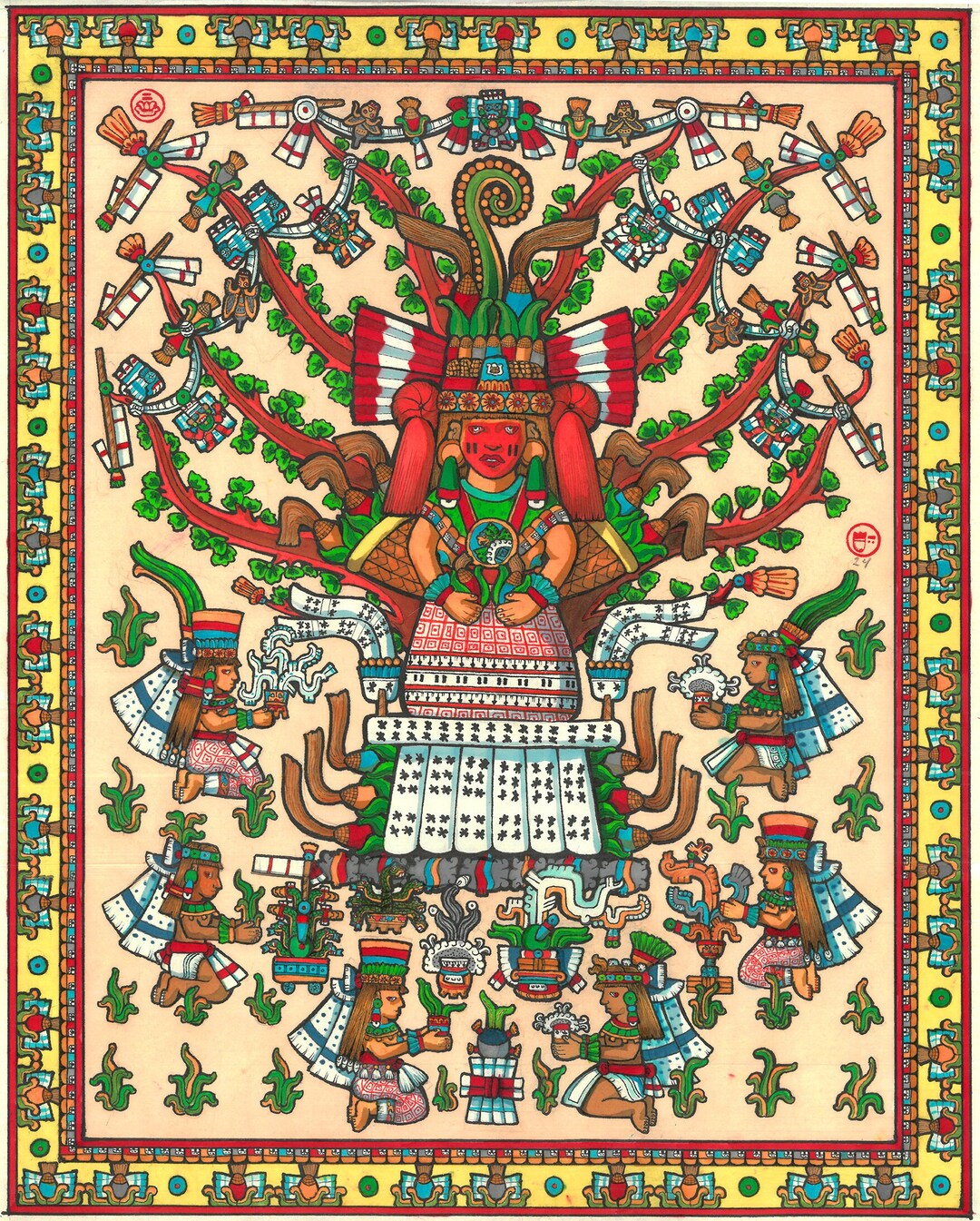 Xilonen in Tozoztontli, Original Painting. Aztec, Mexican Spirituality ...