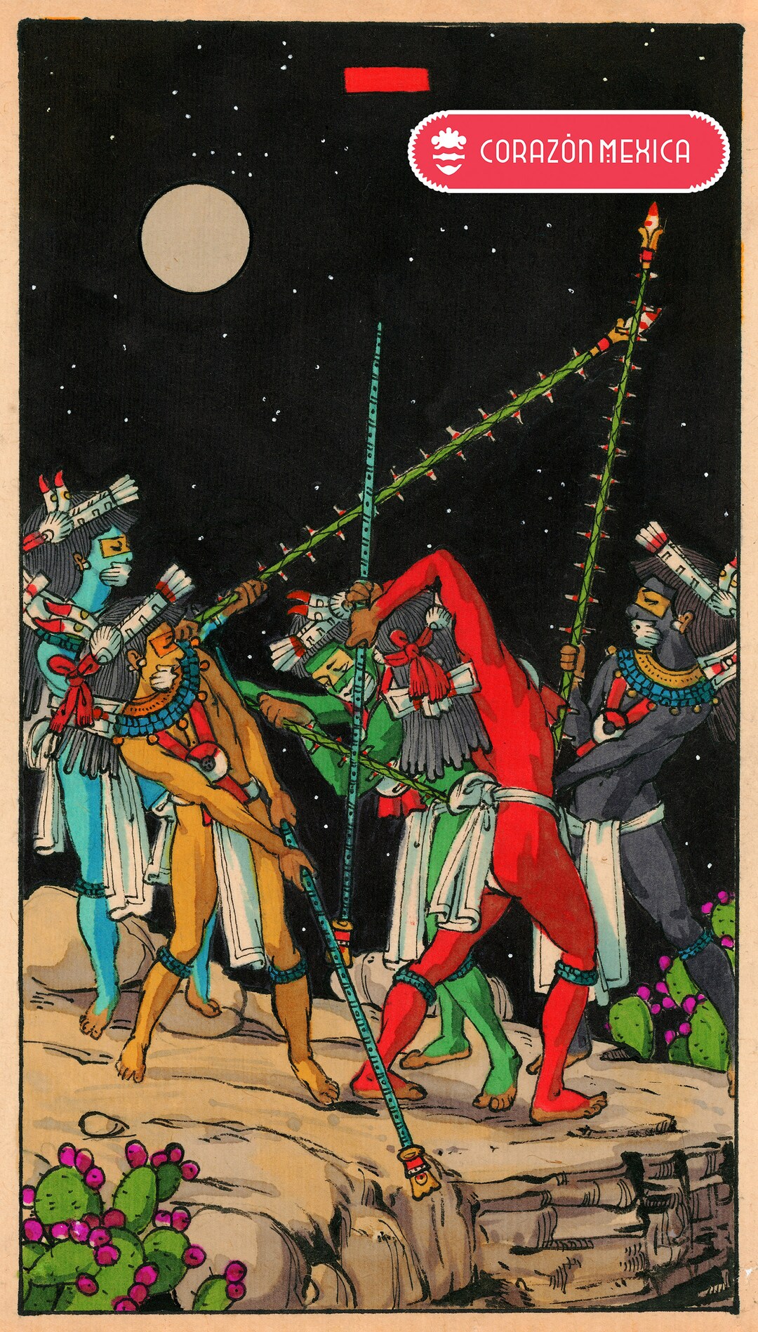 5 of Staffs Macuilli Topilli . Mexica, aztec, tarot, corazon mexica ...