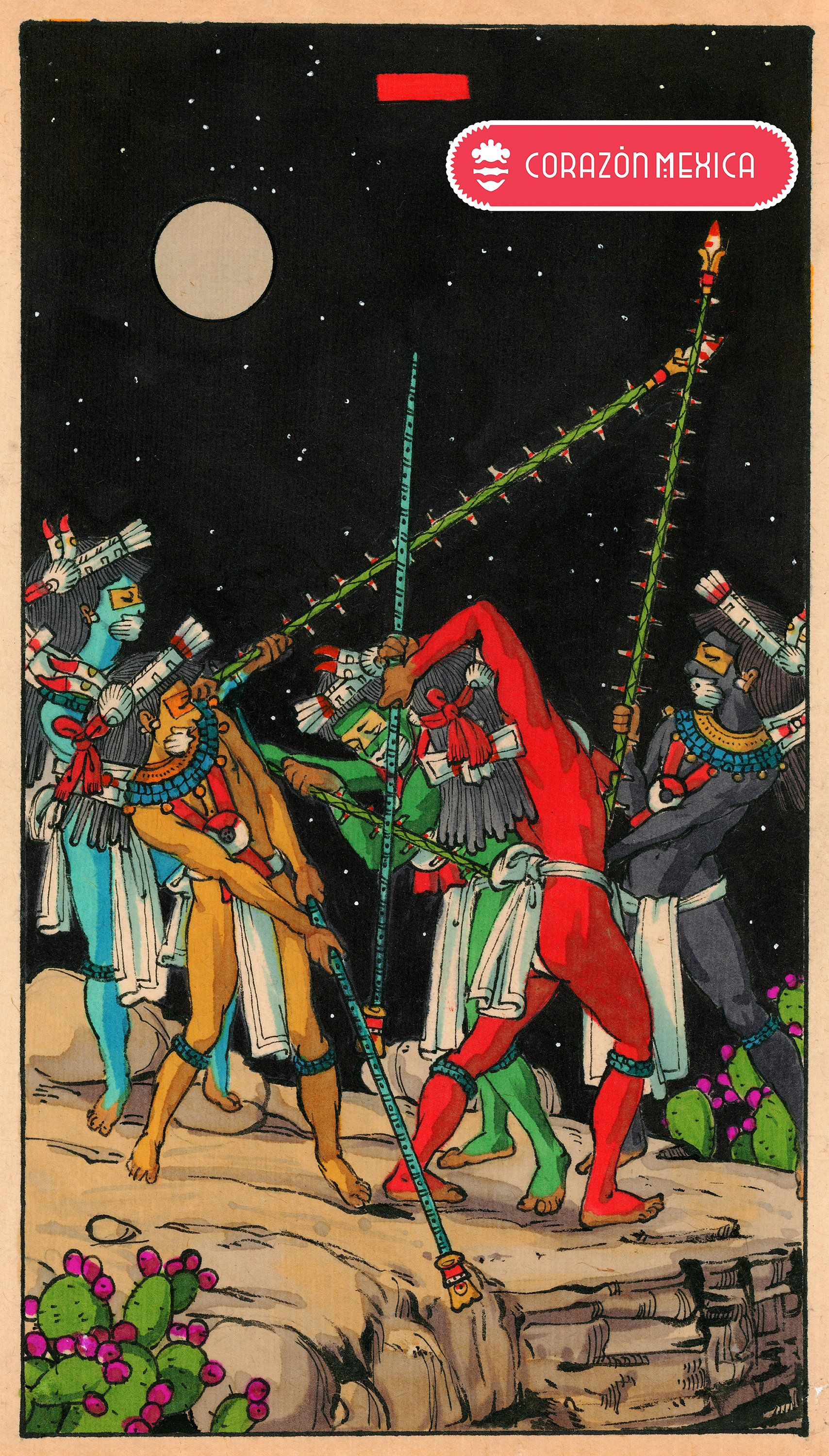 5 of Staffs Macuilli Topilli . Mexica, Aztec, Tarot, Mexican Heart. - Etsy