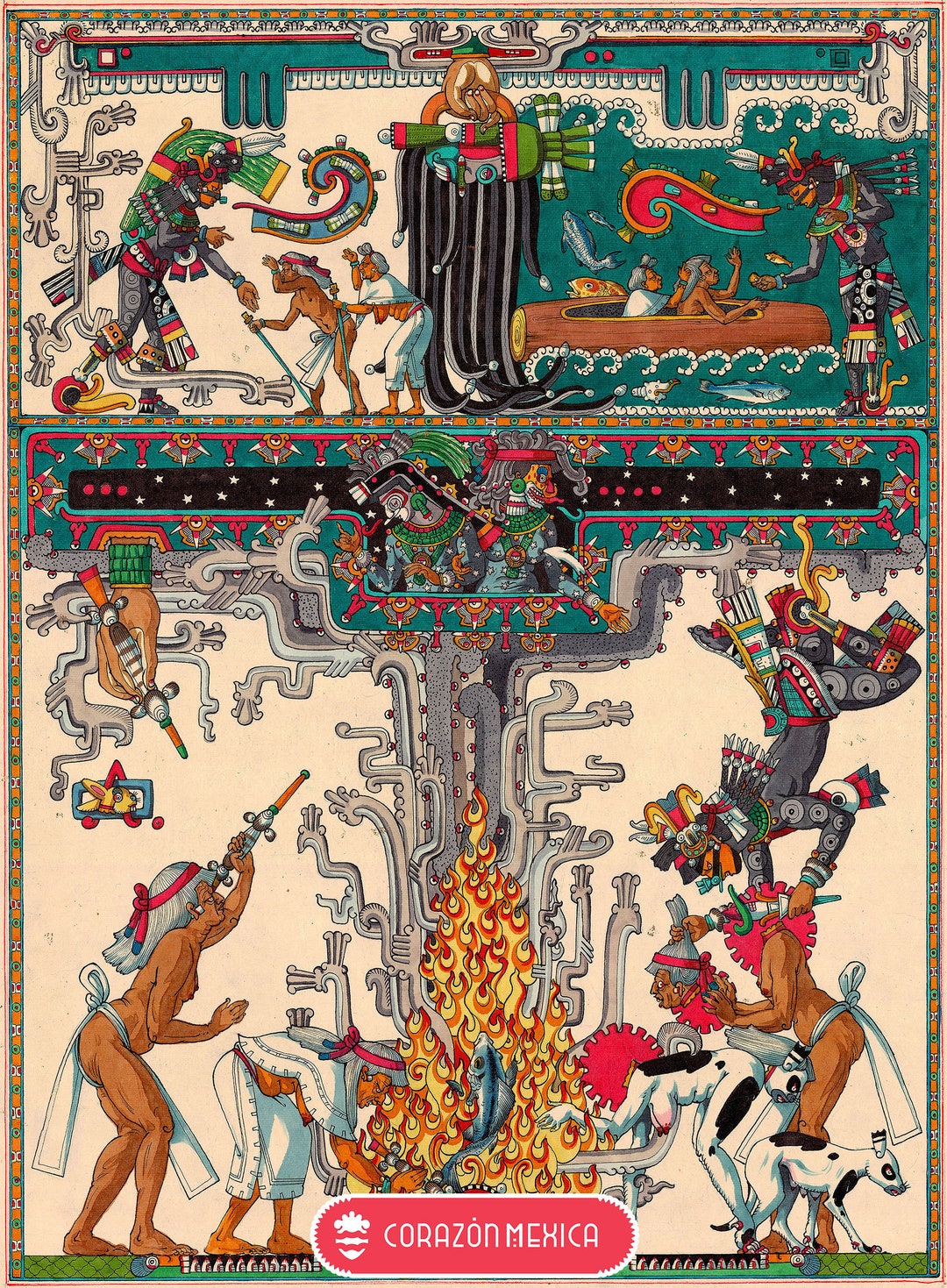 The Great Flood. the Fifth Sun, Aztec, Mexican Spirituality, Art ...