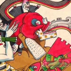 Miquiztli. the Moment of Death, Mexican, Aztec Art, Mictlan, Mexica ...