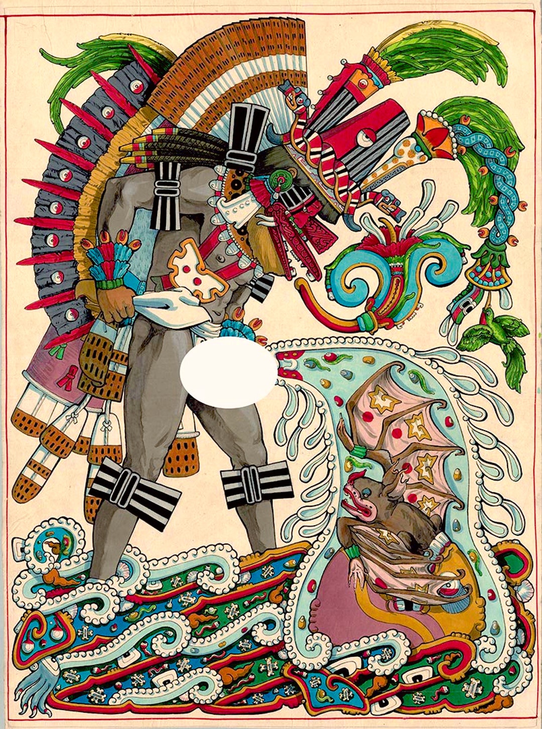 The Birth of Flowers 1 - the Birth of the Bat. Aztec, Mexican ...