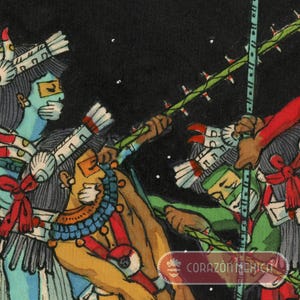 5 of Staffs Macuilli Topilli . Mexica, aztec, tarot, corazon mexica ...