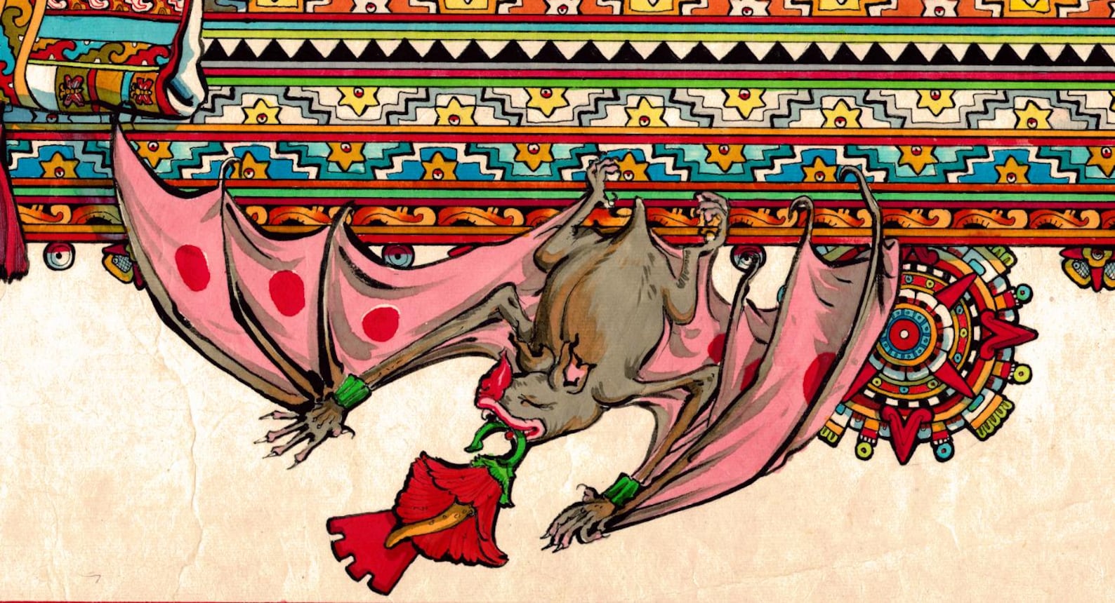 Xochiquetzal and the Bat, Aztec Mexica Myth, Art, Bat, Nahuatl ...