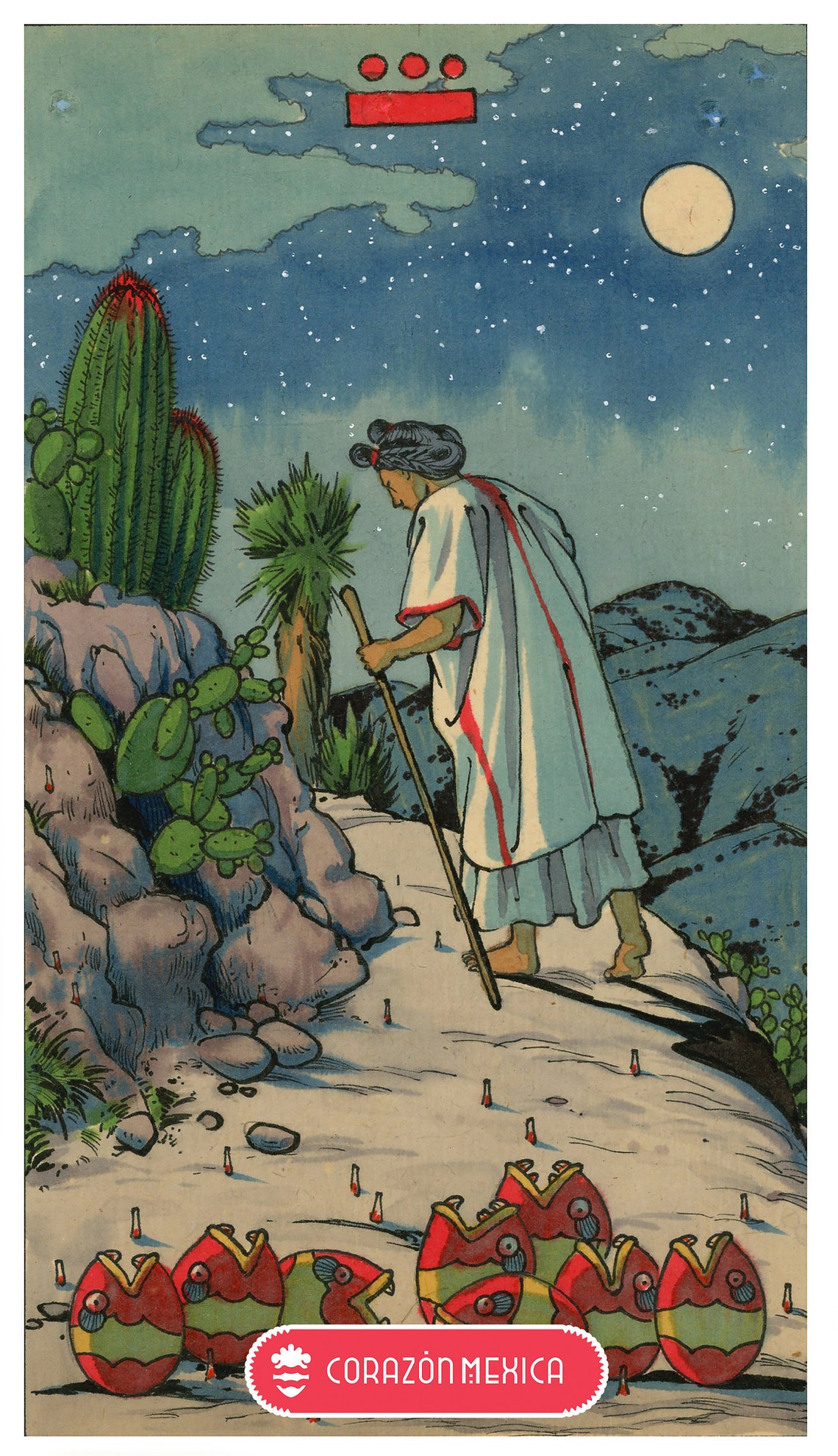 8 Yollotl. Chicuei Yollotl. 8 of Hearts. Mexica, Aztec, Tarot, Mexican ...