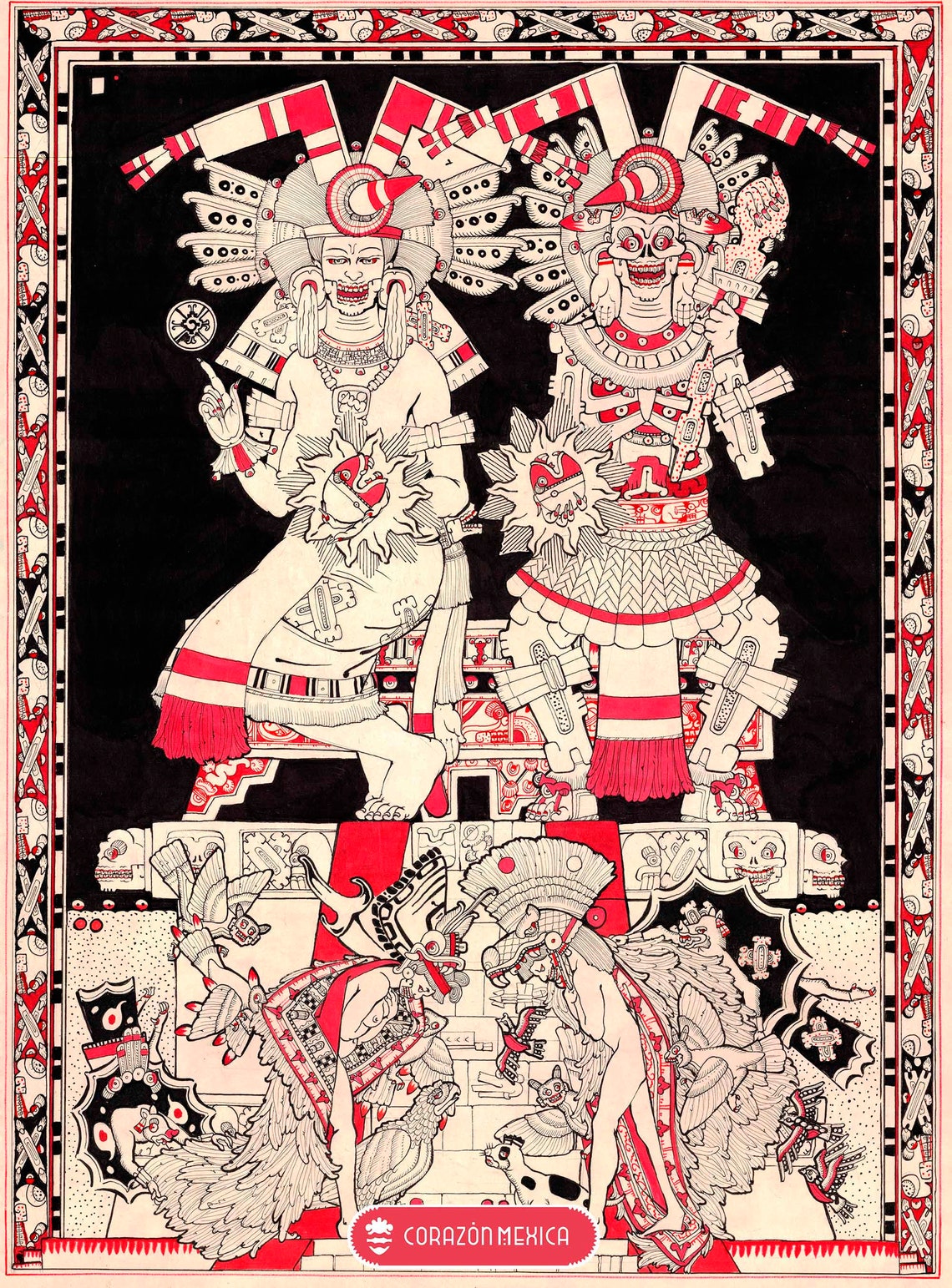 The birth of death 7 Mictlantecuhtli and Mictecacihuatl. | Etsy