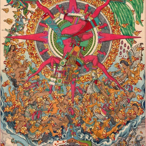 The Third Sun Nahui Quiahuitl Mexica aztec Spiritual Art - Etsy