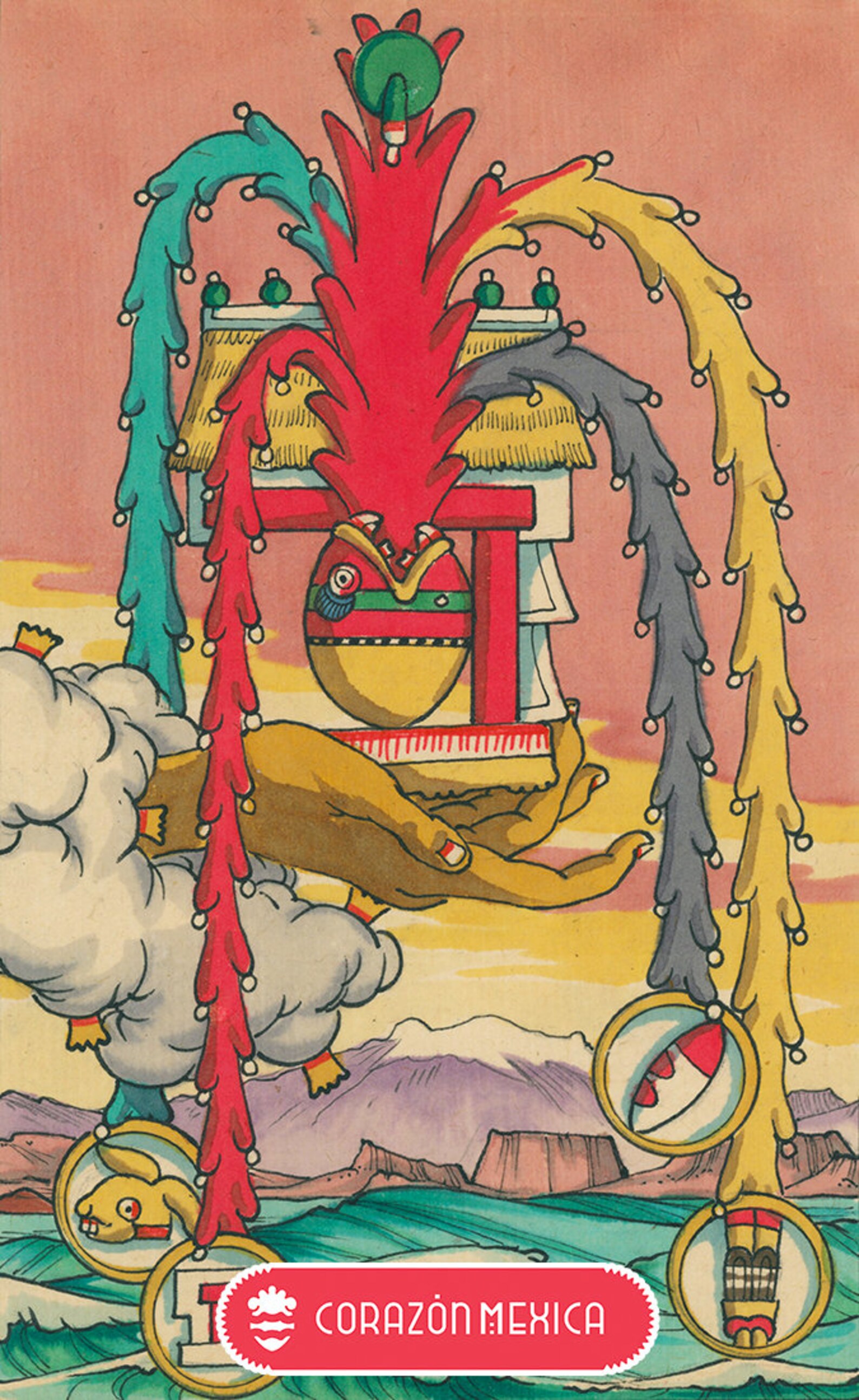 Ace of Hearts. Hueyolotl. Aztec, Tarot, Mexica Heart. - Etsy