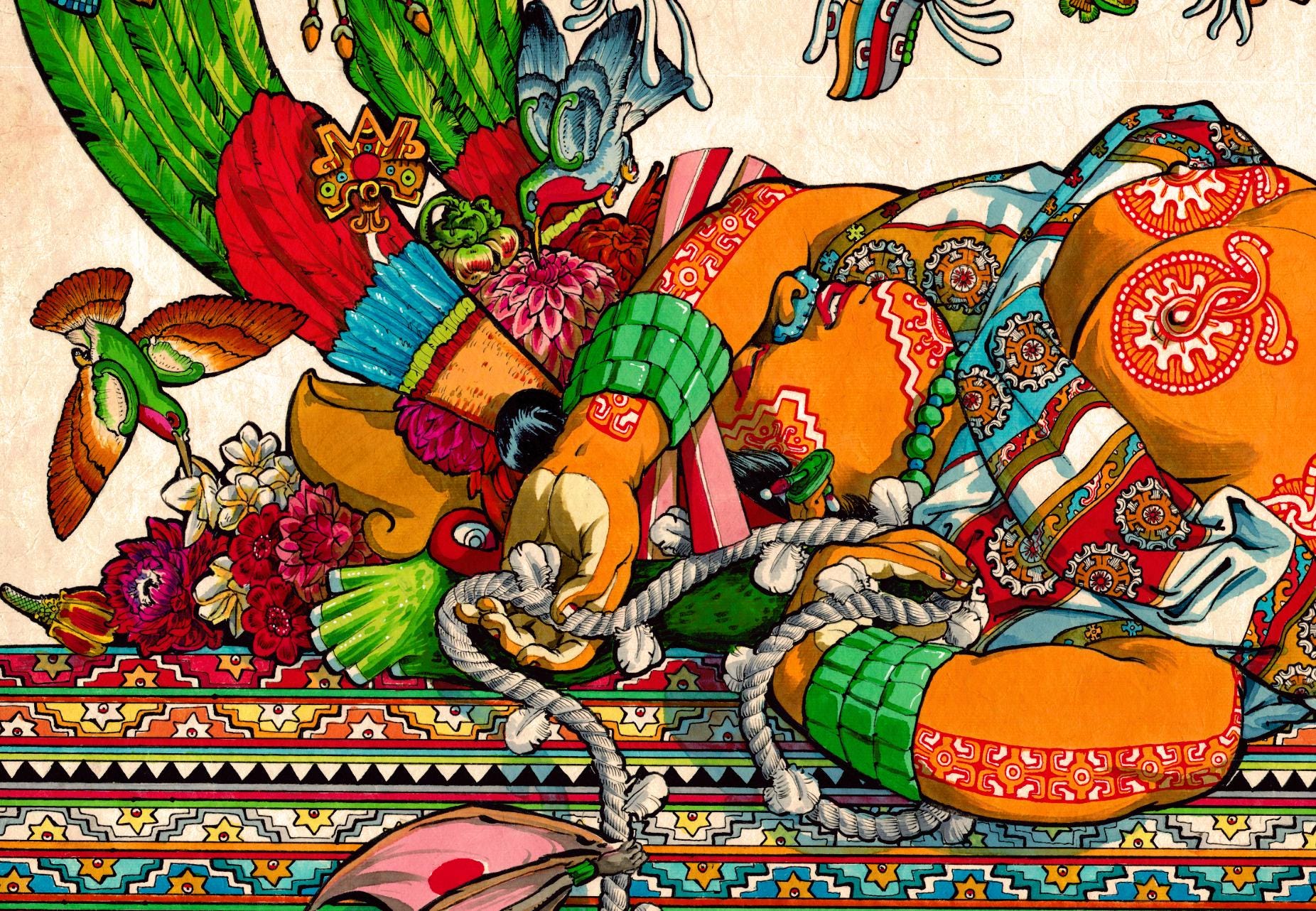 Xochiquetzal and the Bat, Aztec Mexica Myth, Art, Bat, Nahuatl ...