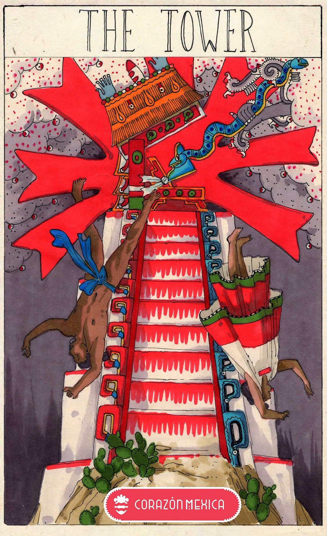 Tzacualli. the Tower Tarot Corazón Mexica. - Etsy