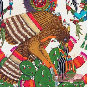 Teocalli Mexicana, Large Print, Aztec Mexican Spirituality Art, Corazon ...