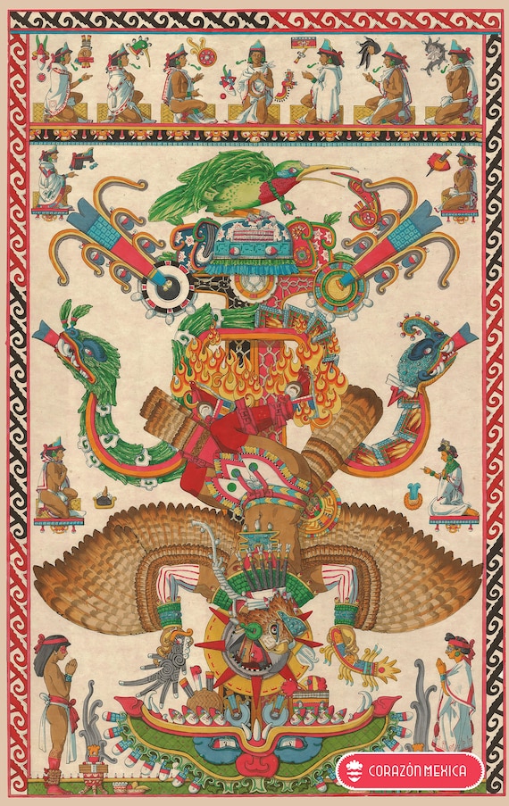 Cuauhtemoc. Aztec Mexican Spirituality Art Corazon Mexica | Etsy