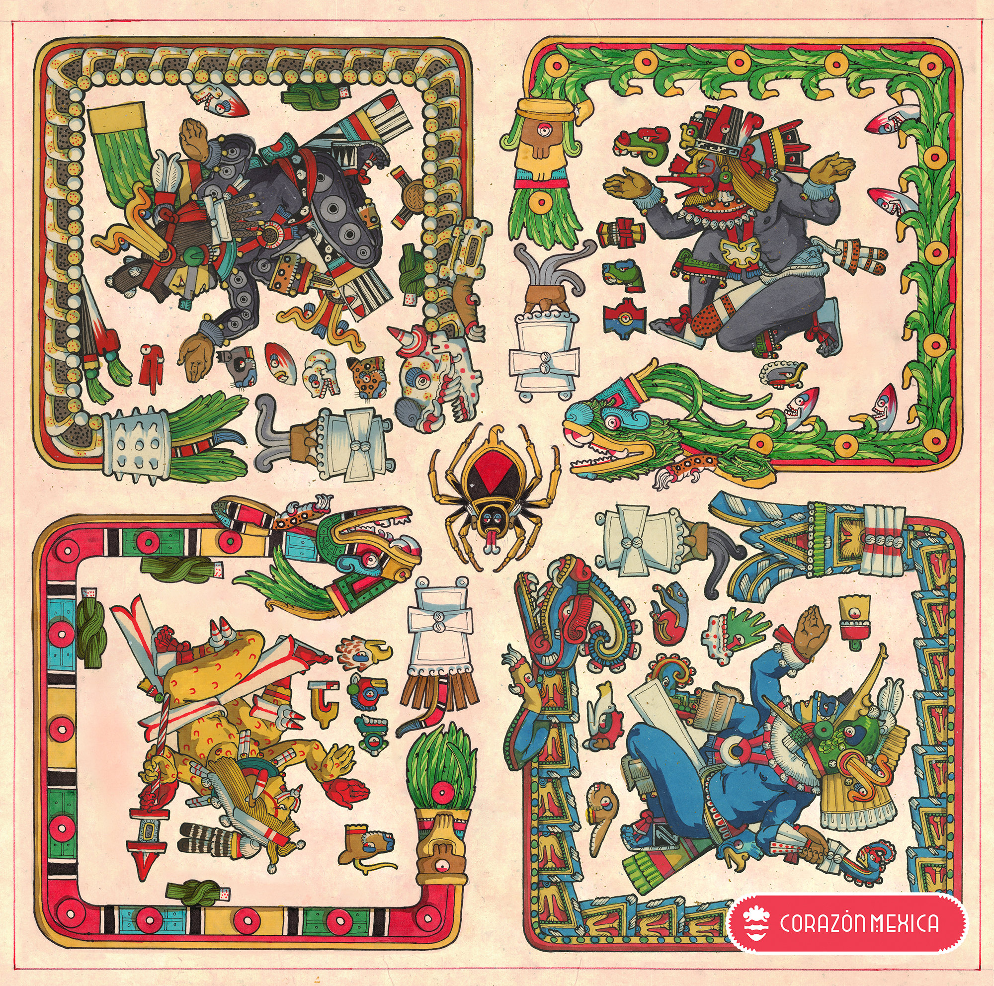 The Four Tezcatlipoca for Calpullis. Mesoamerican Mexica - Etsy