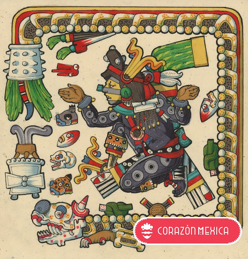 Nahui Tezcatlipoca Black Tezcatlipoca Mexican Aztec Art | Etsy