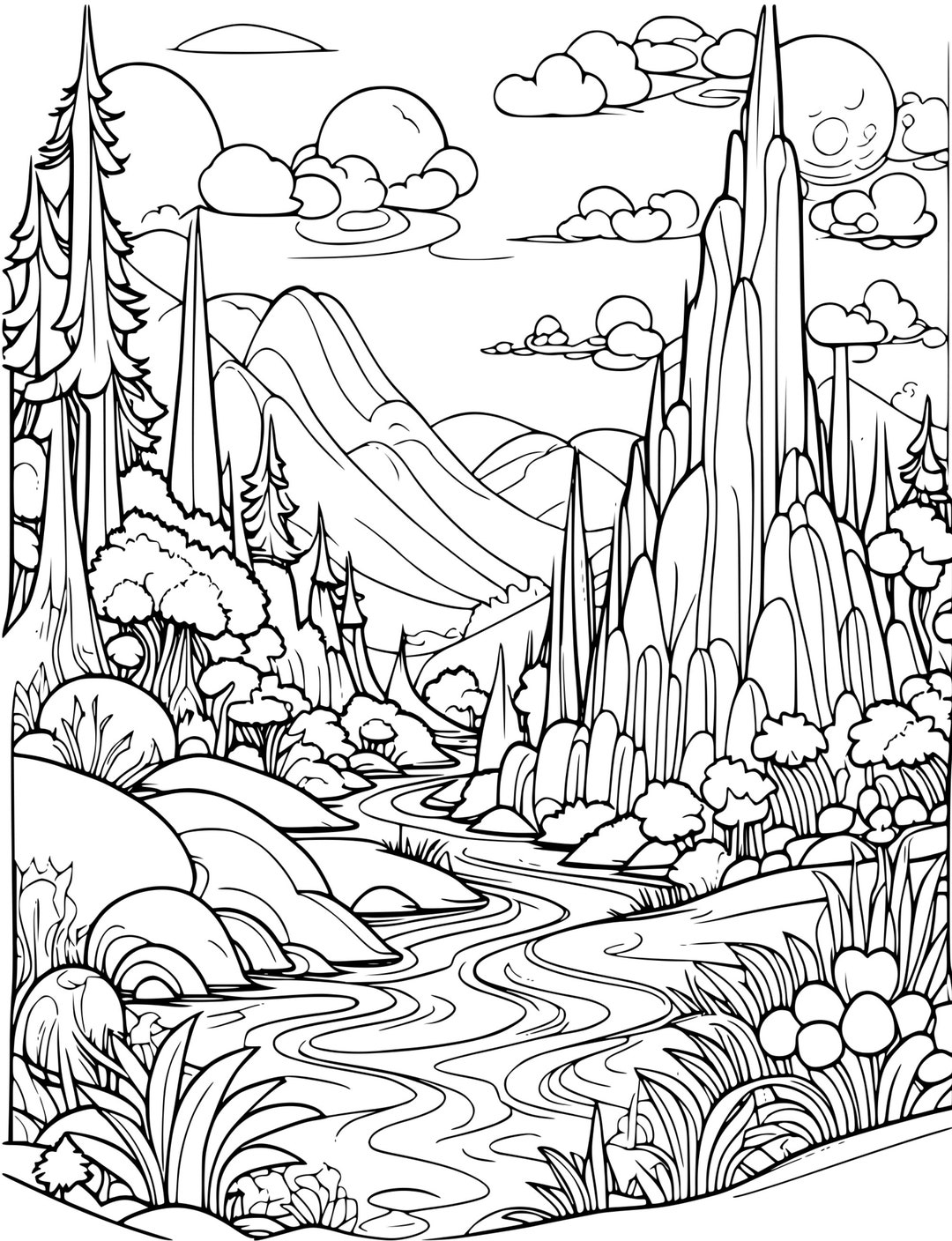 Fantasy Landscape Coloring Pages - Etsy