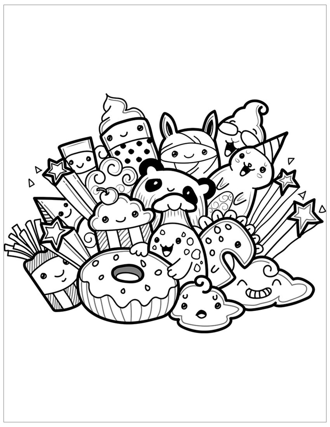Food Doodles Coloring Pages - Etsy Australia