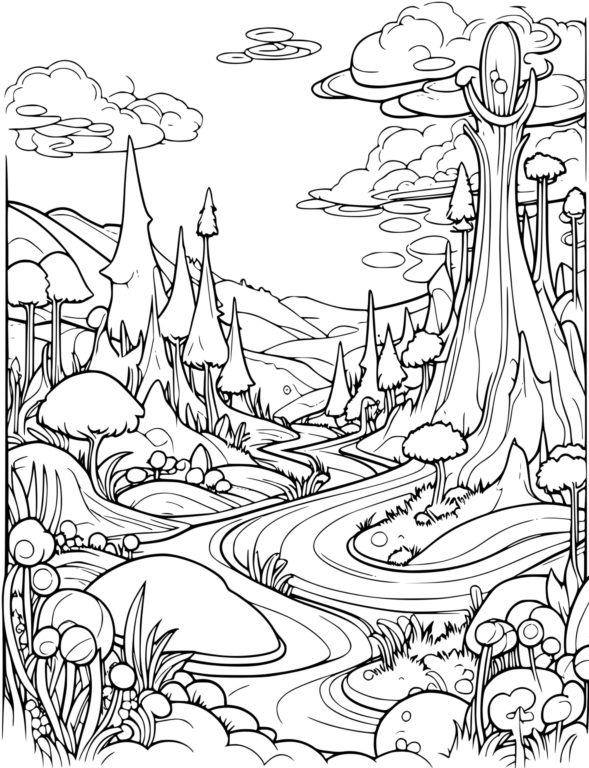 Fantasy Landscape Coloring Pages - Etsy