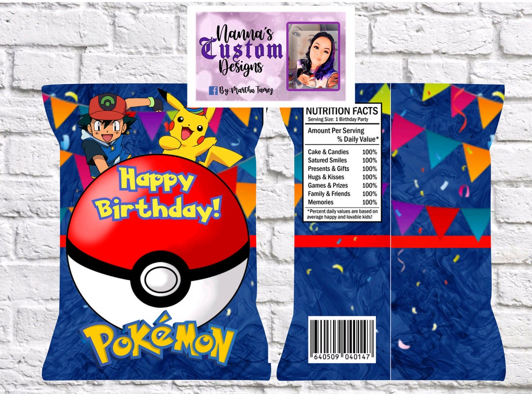 Pokemon Happy Birthday Chip Bag - Etsy