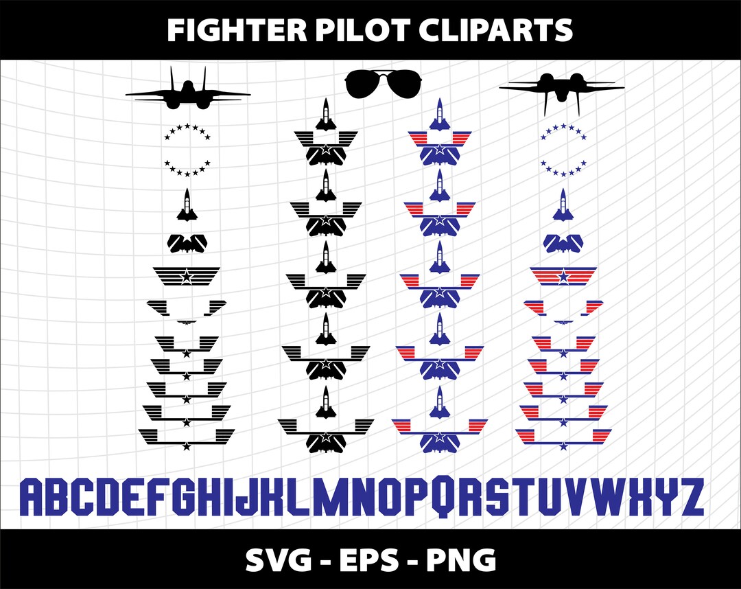 Fighter Pilot Svg Font Alphabet Letters Cliparts Svg Png TTF - Etsy UK
