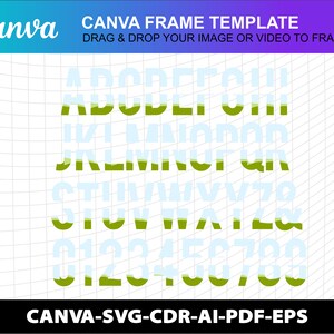 Split Half Letters Alphabet Font Blank Transparent Canva Frame Template ...