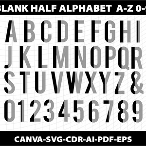 Half Letters Alphabet Font Blank Transparent Canva Frame Template Half ...