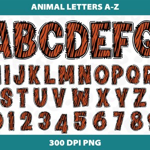 Animal Doodle Bundle Font Sublimation Safari Letters Alphabet Leopard ...