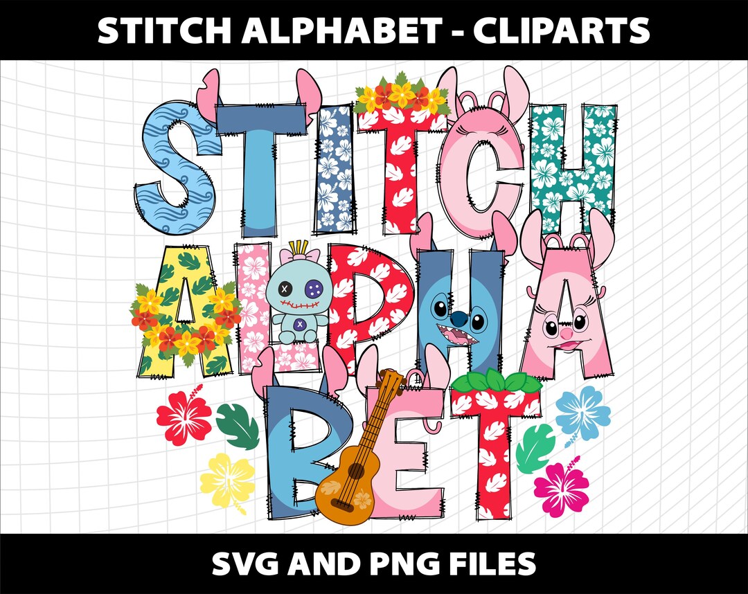 Stitch Svg Png Cliparts Doodle Letters Alphabet Font Bundle Sublimation ...