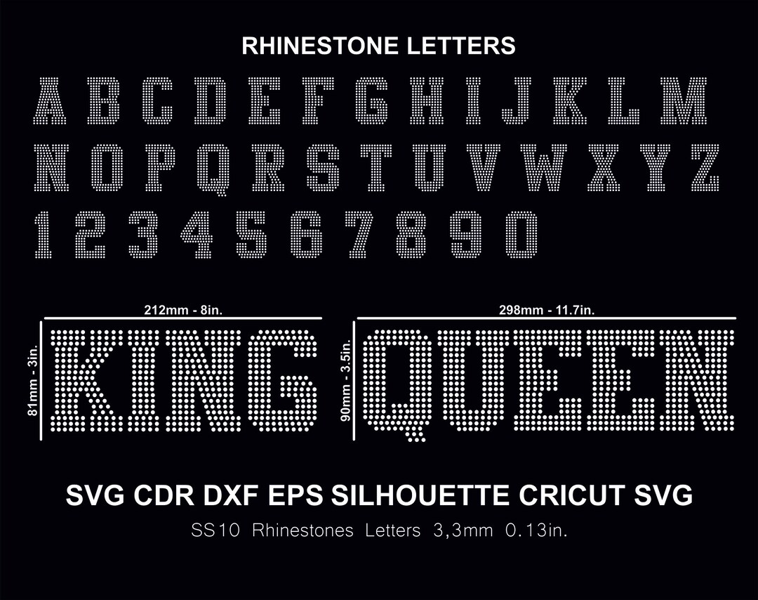 Rhinestone Letters King Queen Font Alphabet Silhouette Cricut Svg Cdr ...