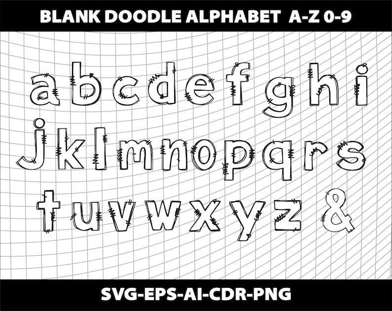 Doodle Blank Transparent Letters Font Alphabet Png Svg Cdr Template ...