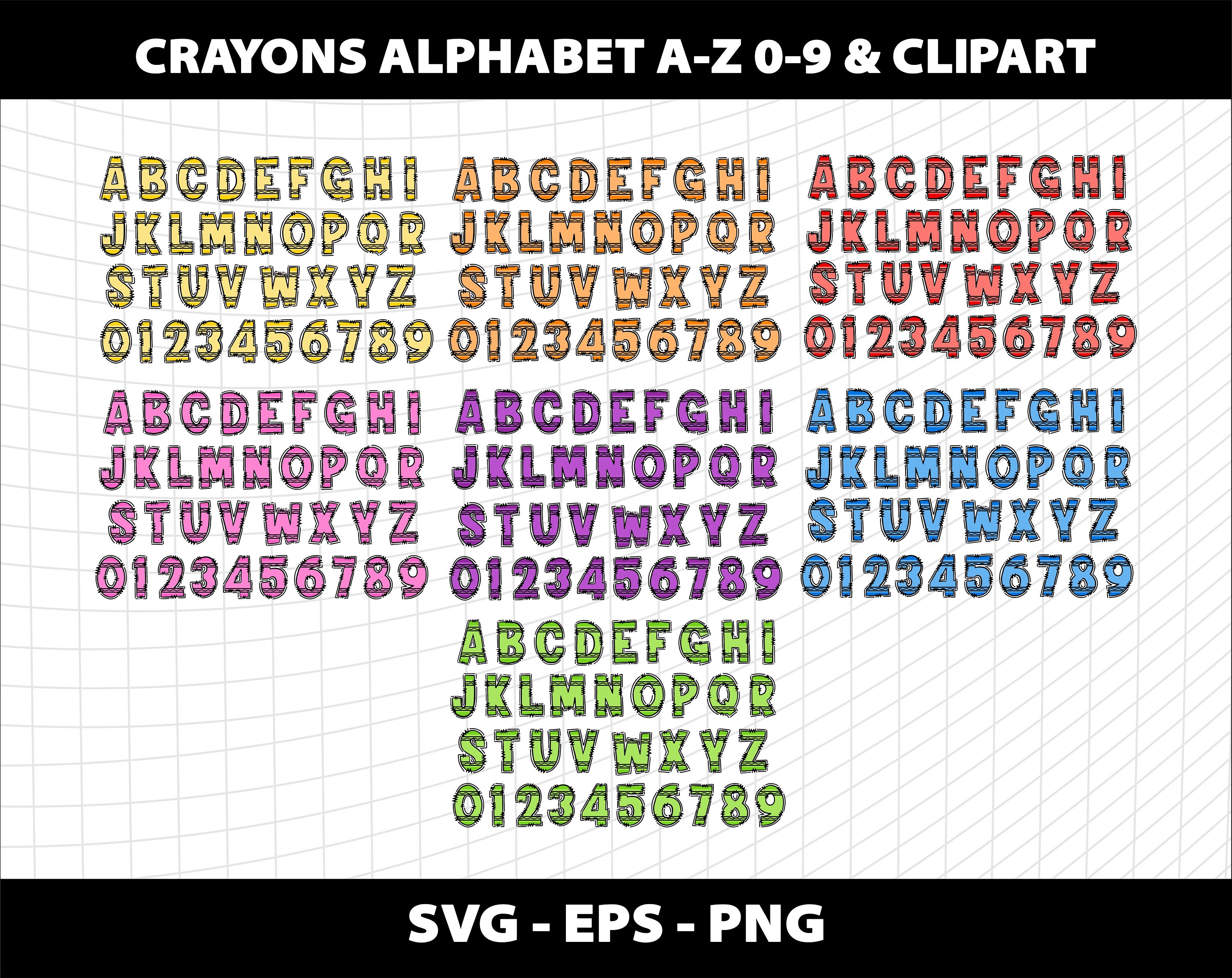 Crayones Doodle Letras Alfabeto Svg Cliparts Regreso a la Escuela ...