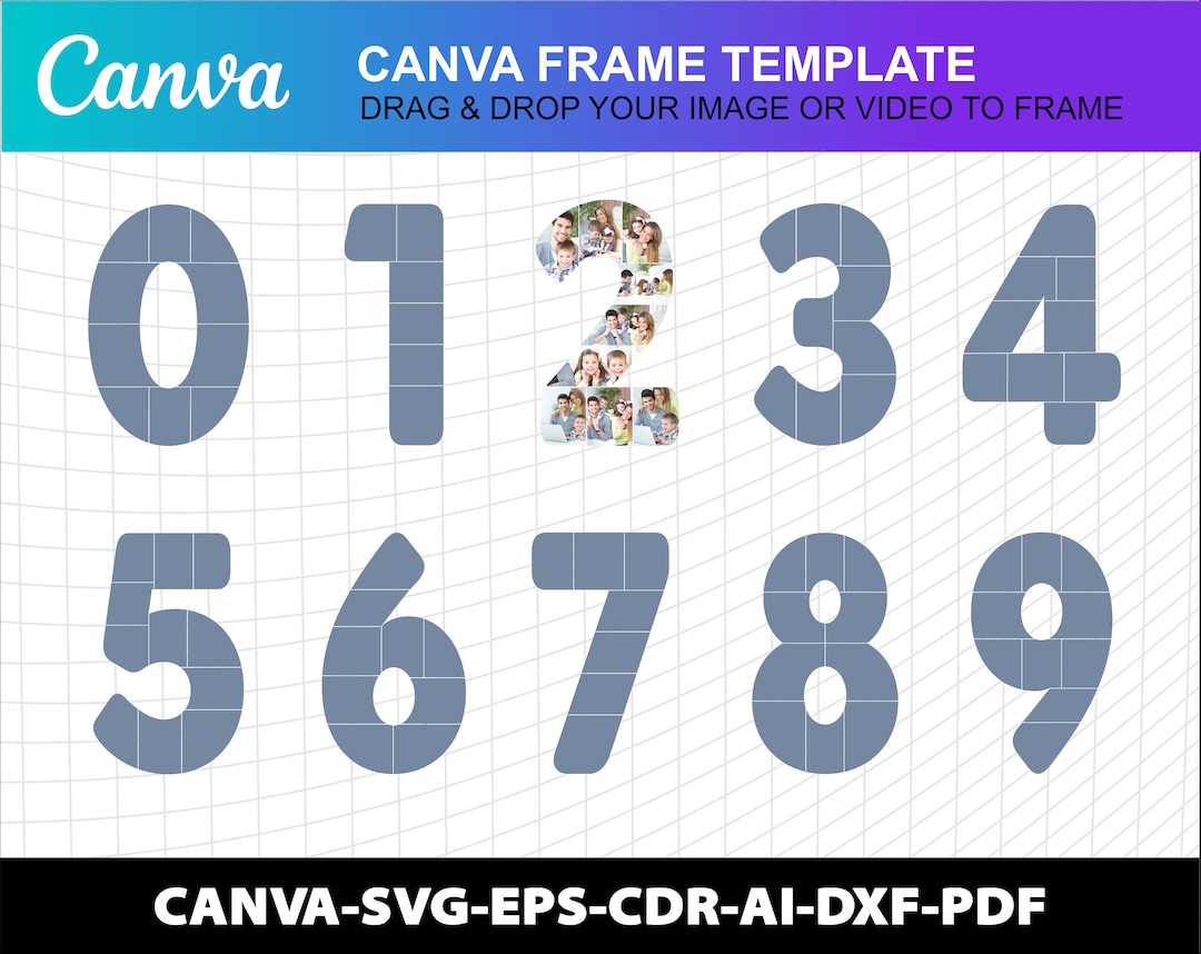Photo Collage Number Canva Frame Template Design Photo Fill Editable ...