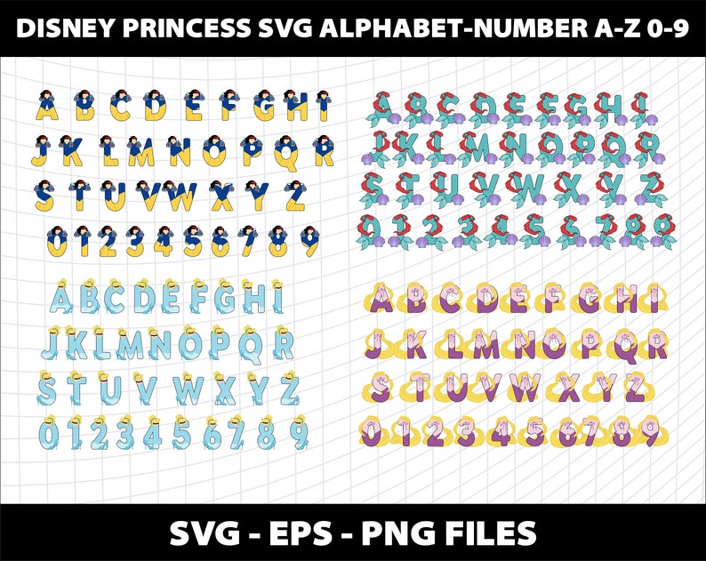 Princess Alphabet Svg Letters Font Number Font Letters Princess ...