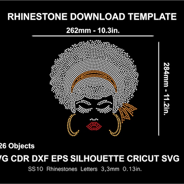 Black Girl Rhinestone Template - Etsy