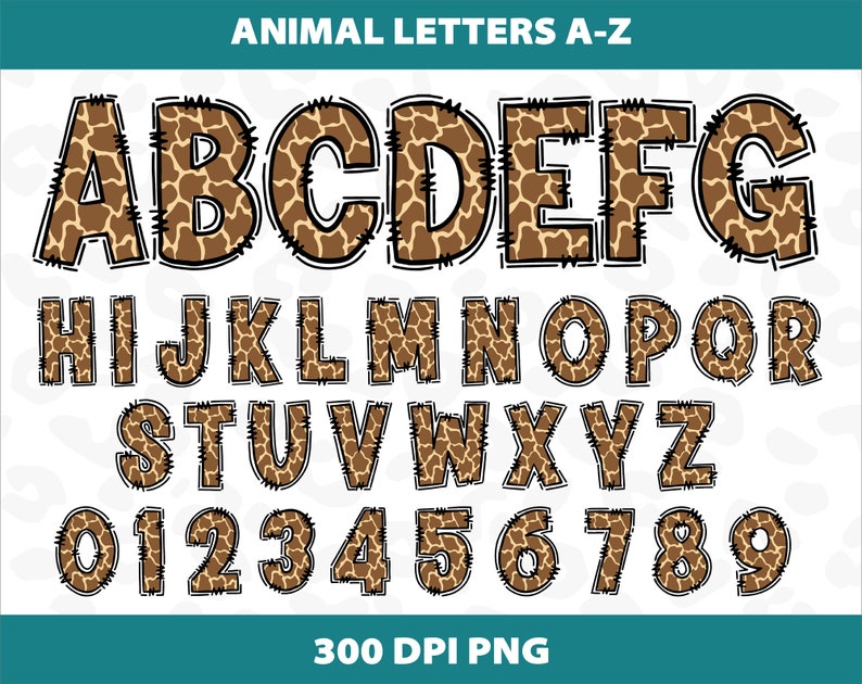Animal Doodle Bundle Font Sublimation Letters Svg Alphabet - Etsy