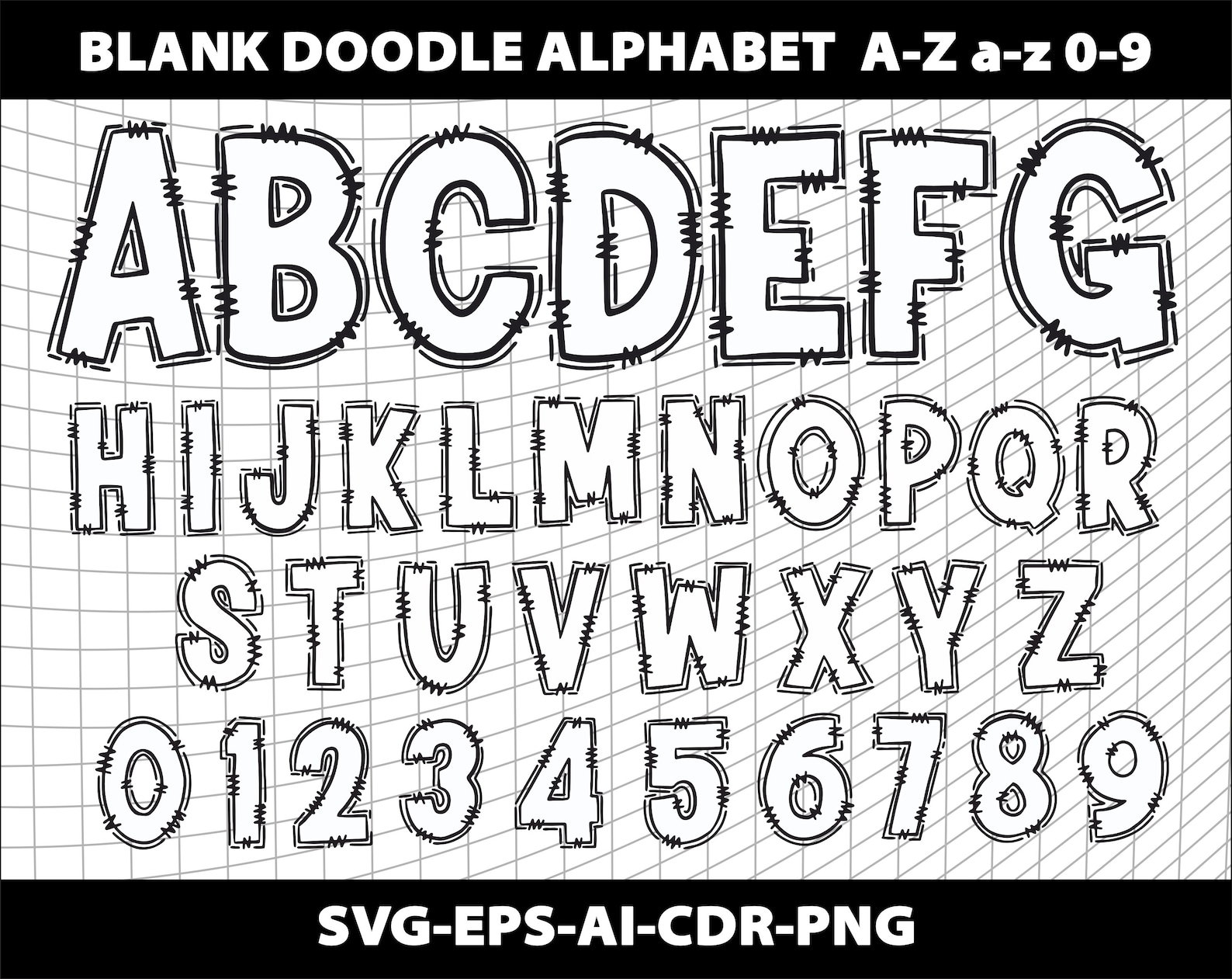 Doodle Blank Transparent Letters Font Alphabet Png Svg Cdr Template ...