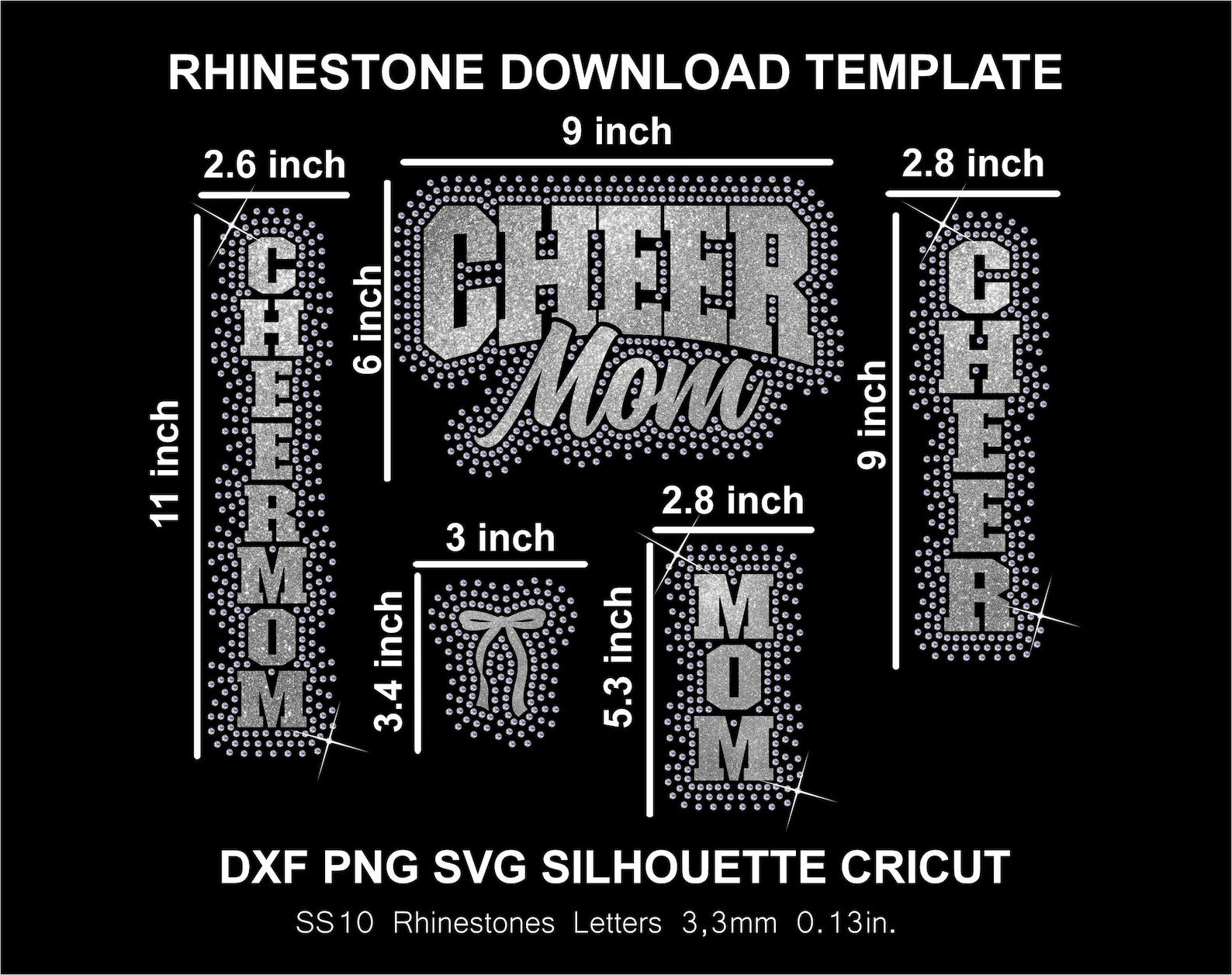 Cheer Mom Vertical Rhinestone and Htv Vinyl Template Silhouette Cricut ...