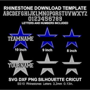 Rhinestone Templates Star Split Bundle and Font Letters Numbers ...