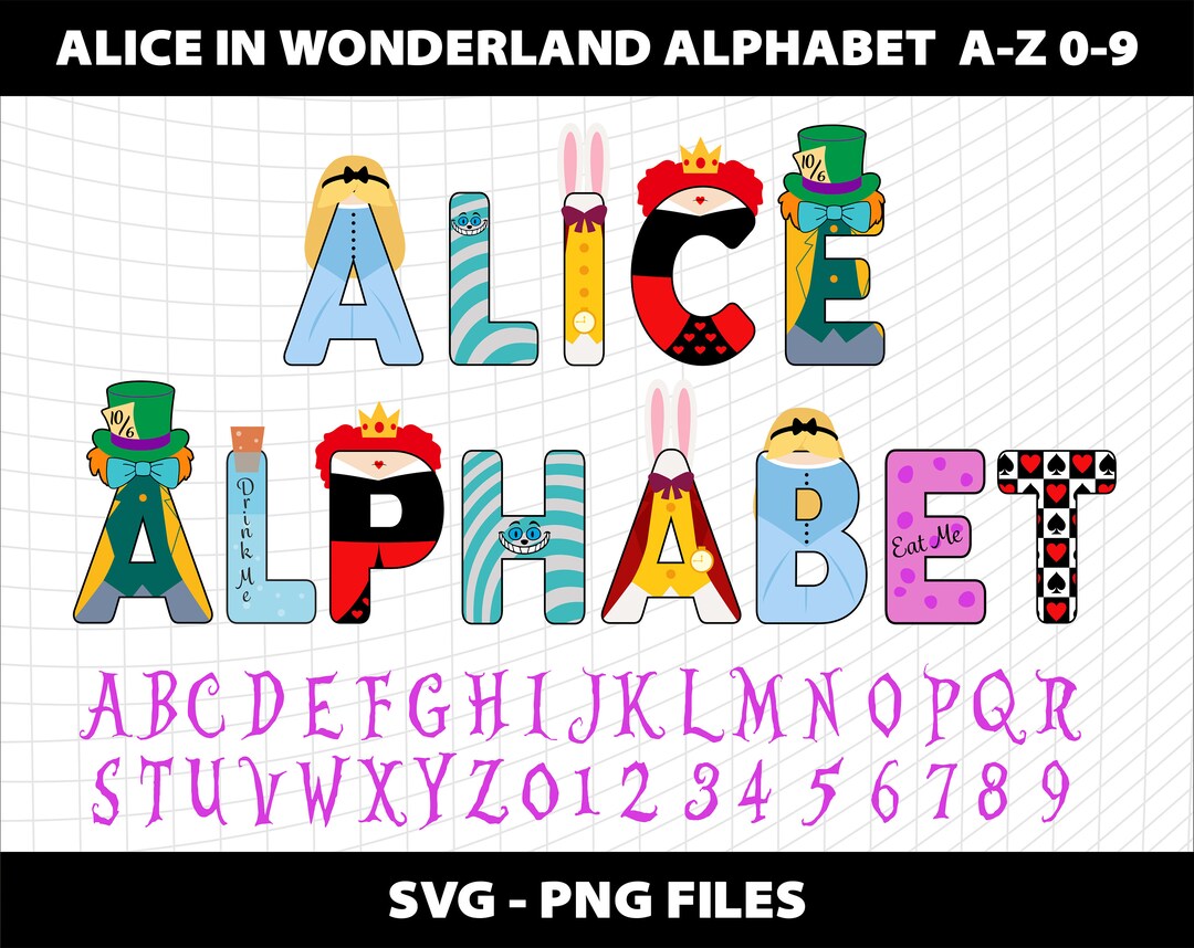 Alice in Wonderland Svg Letters Alphabet Font Bundle - Etsy Ireland