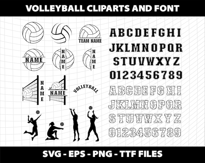 Volleyball Svg Split Cliparts Varsity Sports College Font Alphabet ...