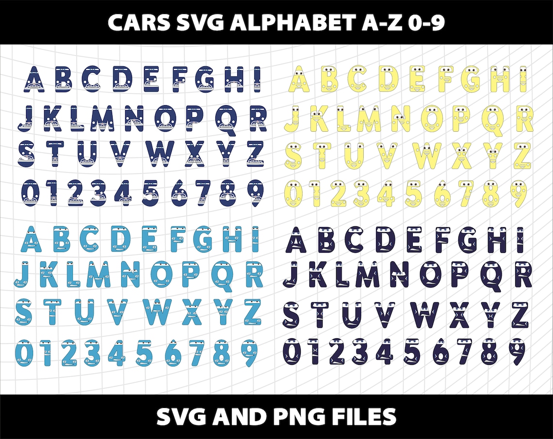 Cars Letters Alphabet Font Clipart Svg Png Bundle Birthday Party ...
